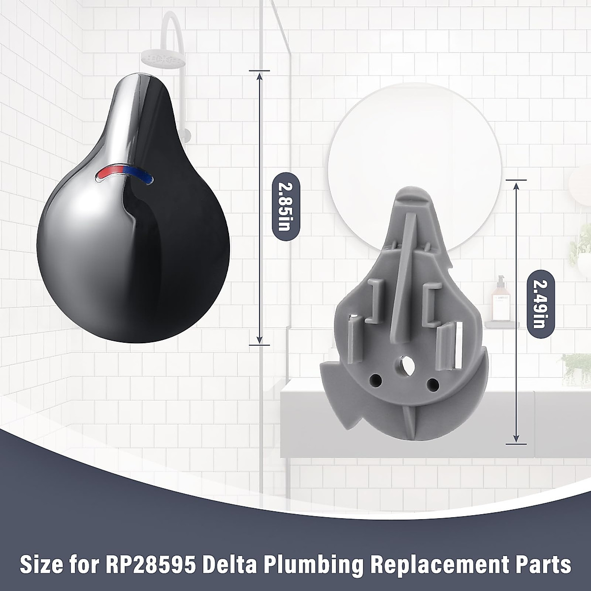 RP28595 Shower Handle Replacement for Delta Faucet Temperature Knob and Cover, Delta Plumbing Replacement Parts