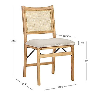 Powell Kasi Beige Rattan Cane Folding Foldable Dining Side Chair, Natural