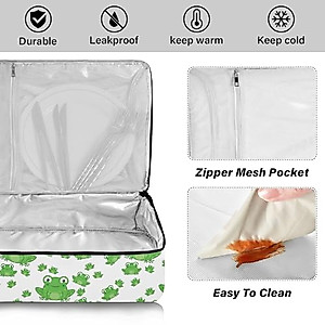 Kcldeci Insulated Thermal Food Carrier Insulated Casserole Carrier for Hot or Cold Food,Frog Insulated Tote Bag for Potluck Cookouts Parties Picnic,Lasagna Lugger