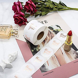 NHW Thank You Sticker Rolls 500 Sheets 1 inch round Sticker Used for Thank You Cards Gift Packaging Bags envelopes Weddings Baby Showers Birthday Parties Bakery, White