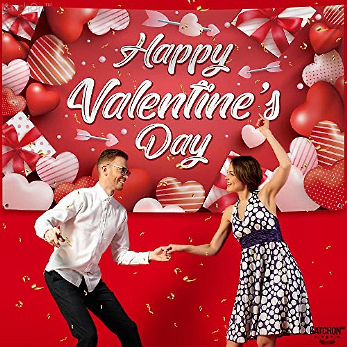 Xtralarge Happy Valentines Day Banner - 72x44 Inch | Valentines Day Backdrop, Valentines Day Decor for Office | Valentine Backdrop, Valentines Party Decorations | Valentines Backdrops for Photography