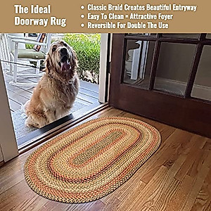 Homespice 20x30” Multi Color Oval Braided Rug. Kingston Brown and White Jute Oval Rug. Uses- Entryway Rugs, Kitchen Rugs, Bathroom Rugs. Reversible, Rustic, Country, Primitive, Farmhouse Decor Rug