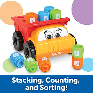 Learning Resources Tony the Peg Stacker Dump Truck - 10 Pieces, Ages 18+ months Fine Motor Skills Toy for Toddlers, Preschool Toys