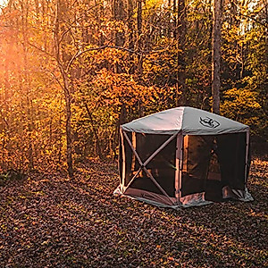 Gazelle G6 6-Sided 12 Foot x 12 Foot Pop Up Portable 8 Person Camping Gazebo Day Tent with Hub Design and Mesh Screen Windows, Desert Sand