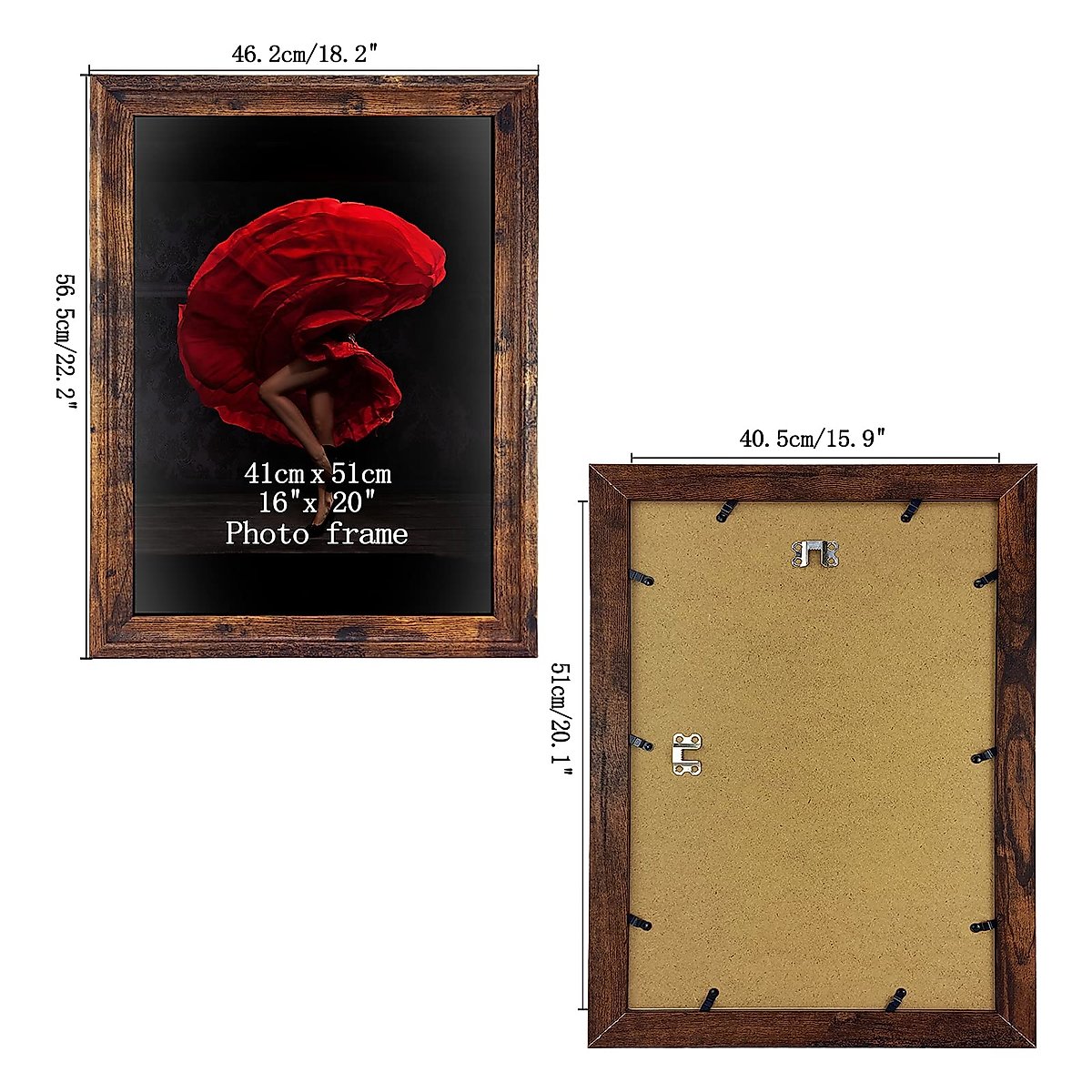 ZBEIVAN 16x20 Picture Frames Set of 2 Rustic 20x16 Photo Frame for Vertical Horizontal Wall Hanging