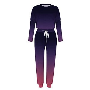 JMMSlmax Sweatsuit for Women 2 Piece Set Women's Casual Outfit Long Sleeve Crewneck Pullover Tops and Long Pants Tracksuit