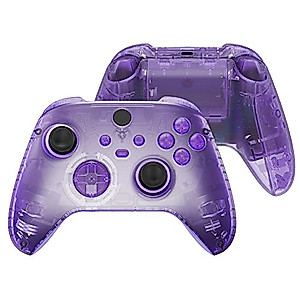 eXtremeRate Clear Atomic Purple Controller Full Set Housing Shell Case w/Buttons for Xbox Series X/S, Custom Replacement Side Rails Front Back Plate Cover for Xbox Series S & Xbox Series X Controller