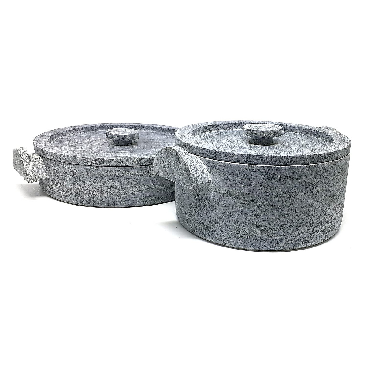 Cookstone 2.4 quarts saute pan and braiser | Handcrafted from a block of pure soapstone | Unique, durable and eco-friendly | Non-toxic and Non-stick | One time seasoning |THE GREEN ALTERNATIVE TO CAST