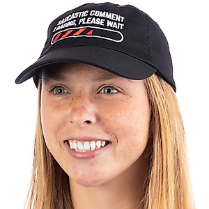 Ann Arbor T-shirt Co. Sarcastic Comment Loading Please Wait Funny Sarcasm Humor for Men Women Baseball Cap Dad Hat Black