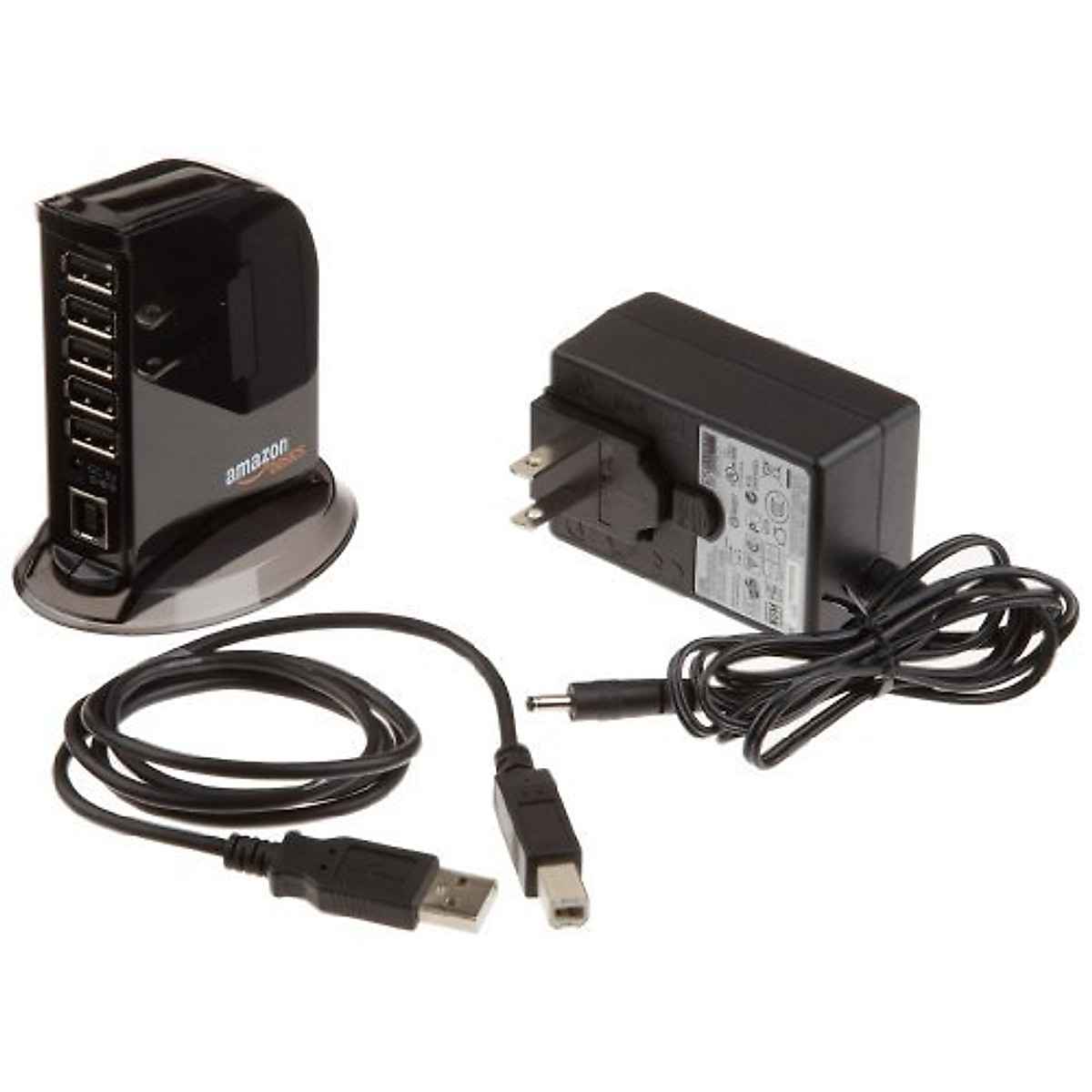 Amazon Basics 7 Port USB 2.0 Hub Tower with 5V/4A Power Adapter, Black