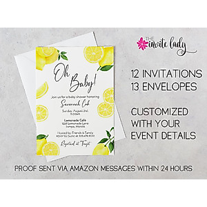 Lemon Baby Shower Invitation Gender Neutral Sweet Little One Customizable Invites (12 Count)