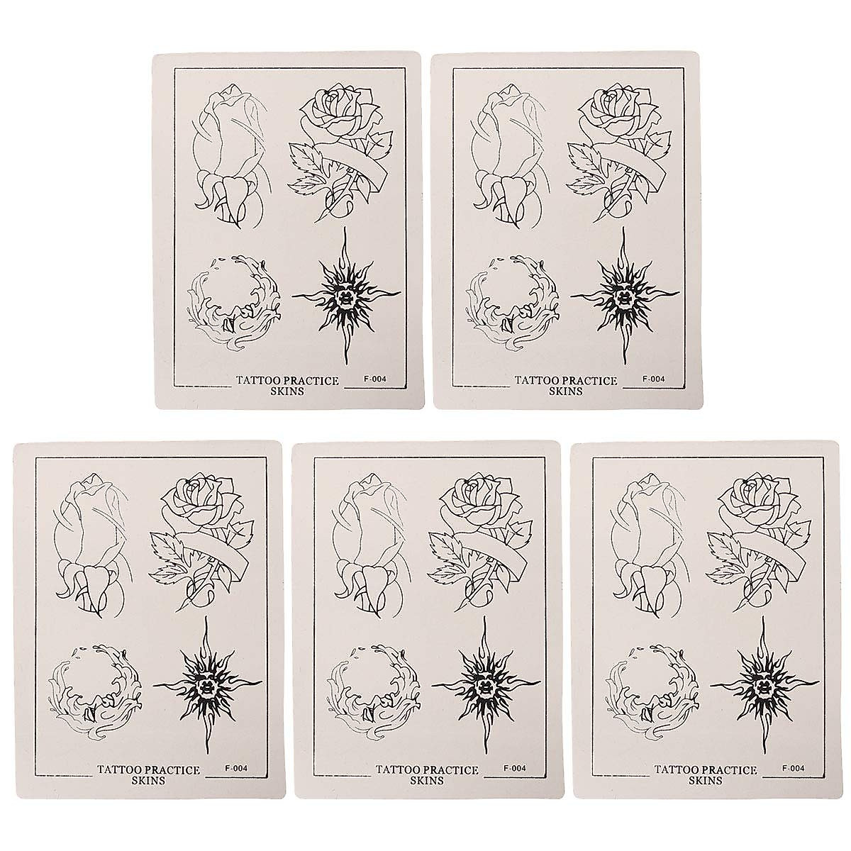 SUPVOX 5pcs Tattoo Practice Skin Rose Pattern Silicone Tattoo Skin for Tattoo Learning Training