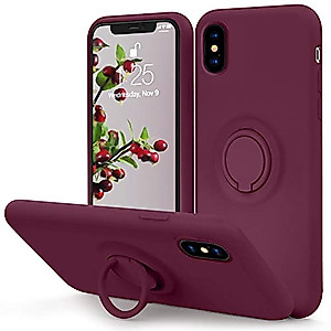 MOCCA for iPhone Xs Case, iPhone X Silicone Case with Kickstand | Anti-Scratch Full-Body Shockproof Protective Case for iPhone Xs/X - WineRed