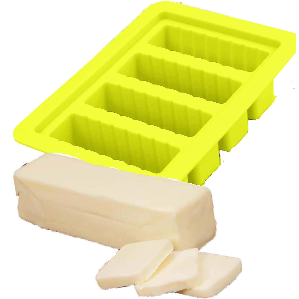 pizety butter molds Large 4 Cavities Silicone butter mold Pudding & Jello Shot Mold butter stick molds,Cheesecake, butter mold with lid Product Dimensions 7 x 5 x 2 butter mold stick (yellow)