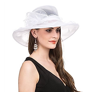 SAFERIN® Women's Church Christening Derby Kentucky Wedding Formal Party Hat White5
