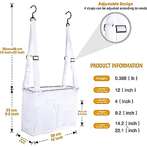 GGMOVE Hanging Mesh Shower Caddy College with Hooks, Bath Baskets Organizer Storage with 4 Pockets for College Dorm Rooms, Gym, Swimming and Travel (White)