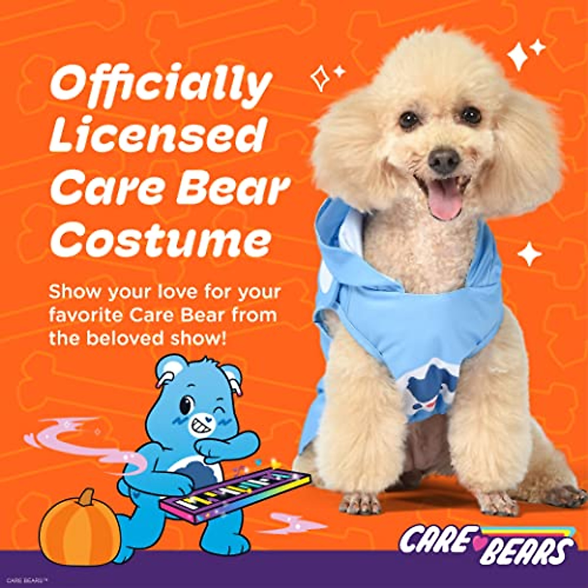 Care Bear for Pets Halloween Grumpy Bear Sleeveless Hoodie - XS | Cozy Hoodie for Dogs | Fun and Cute Halloween Costumes for Dogs| Officially Licensed Care Bears Pet Products
