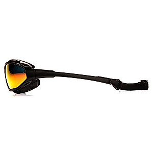 Pyramex Safety Highlander XP Eyewear, Black-Gray Frame/Sky Red Mirror Anti-Fog Lens
