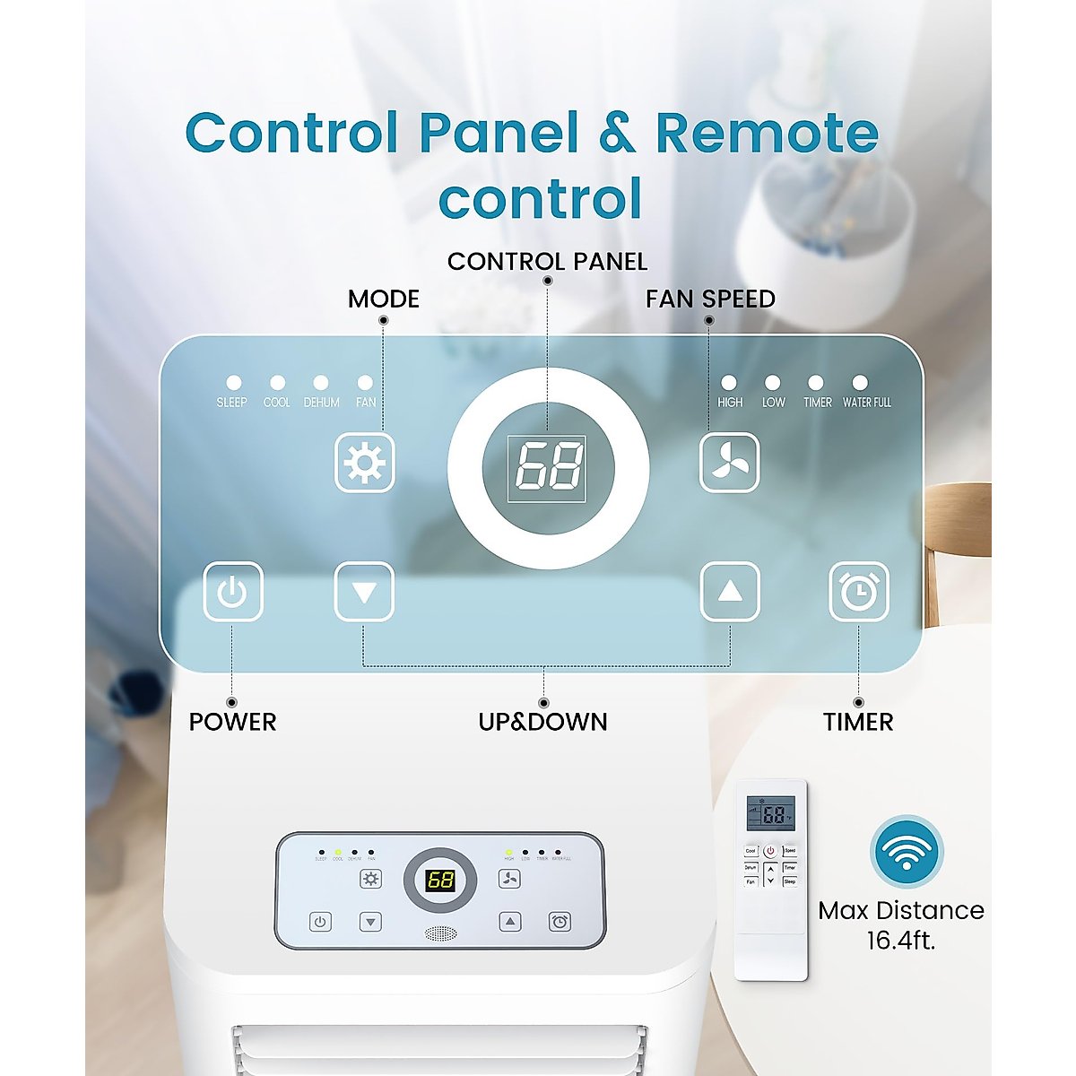 Joy Pebble Portable Air Conditioner, 8000 BTU Air Conditioner with Cooling, Fan, Dehumidifier, Sleep Mode, ≤55 db, Cooling up to 350 Sq. Ft. with 24H Timer/Digital Display/Remote Control & Window Kit