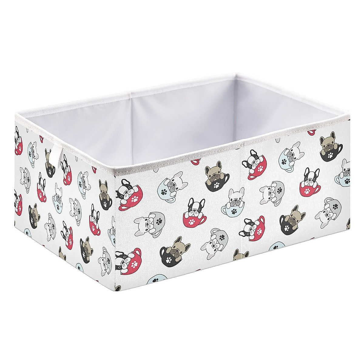 KEEPREAL French Bulldog Pug Basket Bin Large Storage Basket Toy Basket Rectangular Storage Basket Clothes Basket Decorative Basket for Home Office