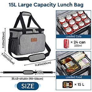 Filligs Insulate Lunch Bag for Women/Men - 24-Can Cooling Thermal Lunch Food Box With Removable Shoulder Strap with Side Pockets - Leakproof Cooler Tote Bag - Loncheras Para Hombres De Trabajo