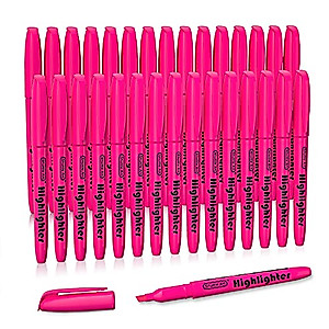 Shuttle Art Highlighters, 30 Pack Highlighters Bright Colors, Pink Colors Chisel Tip Dry-Quickly Non-Toxic Highlighter markers for Adults Kids Highlighting in the Home School Office