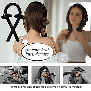 No Heat Curlers, Heatless Curling Rod Headband for Medium and Long Hair, Soft Silk Roller to Sleep In with Hair Clip and Hair Ties for DIY Hair Styling (Blue)