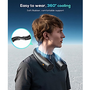 RfLety Portable Neck Fan 2 Pack, Hands-Free Wearable Personal Fan, 360° Cooling, 4 Speeds, 8000 mAh Battery Operated, Rechargeable, Gifts for Women Men, Suitable for Outdoor, Indoor, Travel-Black