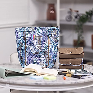 Sachi 3 Piece Market Tote Set – Insulated Thermal Reusable Grocery Bags for Cold and Hot Foods – Lightweight, Portable and Fold-able (Brown Damask Paisley)