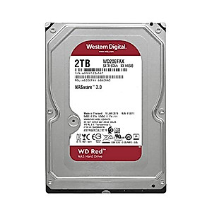 Western Digital 2TB WD Red NAS Internal Hard Drive HDD - 5400 RPM, SATA 6 Gb/s, SMR, 256MB Cache, 3.5" - WD20EFAX