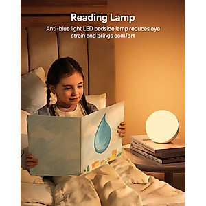 Hifree Touch Night Light, RGB Color Changing Small Table Lamp for Bedroom, Dimmable Bedside Lamp for Kids, LED Touch Control Warm & White Nightstand Lamp with Memory Function