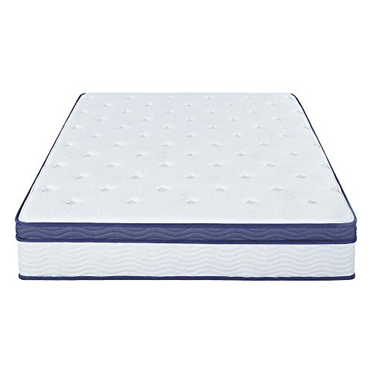 PrimaSleep 12 inch Euro Top Spring Mattress,White and Navy, King