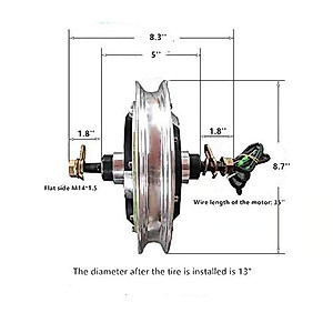 13'' Electric Bicycle Brushless Hub Motor Front Rear Wheel Cycle Bike E-Bike Hub Motor Conversion Kit 36V 350W Brushless Gearless Hub Motor Electronic Brake Disc Brake 22mile/h 1000RPM (36V 350W)