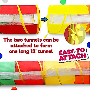 Hide N Side 2-Pack 6ft/12ft Crawl Through Play Tunnel Toy, Pop up Tunnel for Kids Toddlers Dogs Babies Infants & Children Gift Indoor & Outdoor Tube