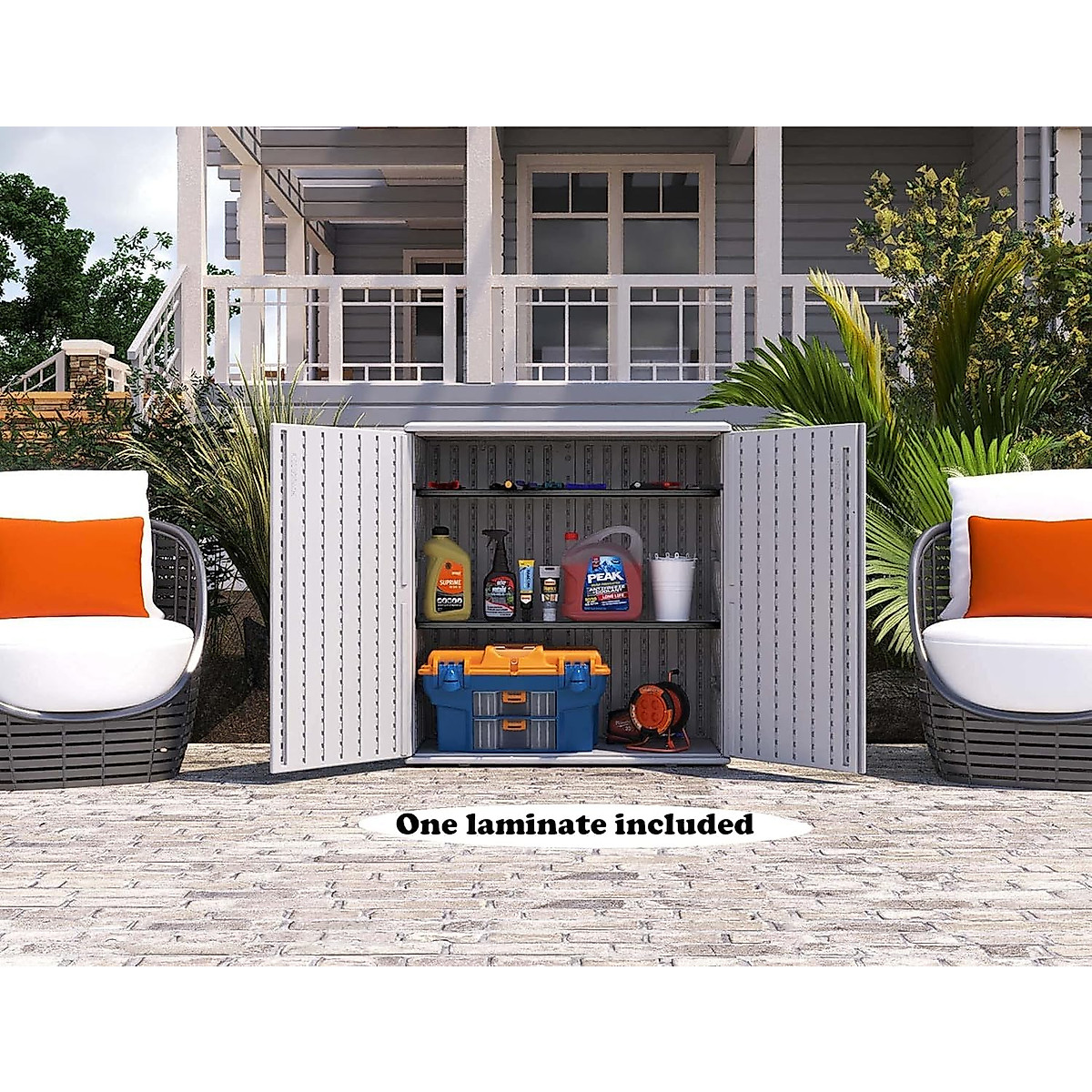 ADDOK 1-Piece Metal Laminate Shelving Suitable for 60-Gallon Storage Shed Cabinet,33" D x 10" W x 0.6" H (Black)