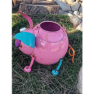Fun Colorful Enameled Metal Watering Can - Pig, Continental Art Center Inc. CAC193001B