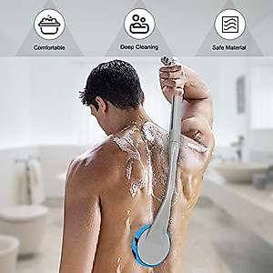 Back Brush Long Handle for Shower, 20.5” Back Bath Brush for Shower, Back Scrubber, Exfoliation and Improved Skin Health for Elderly with Limited Arm Movement, Disabled, Pregnant Women