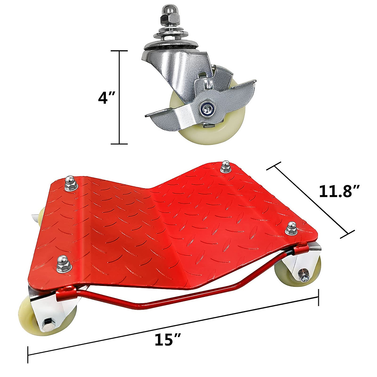 EBUY Wheel Car Dolly Set of 2 Heavy Duty Tire Car Skates 3000LBS Bearing Capacity for Moving Cars Red