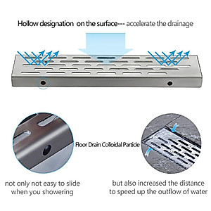 EMBATHER 12 Inches Shower Drain with Removable Strainers,PVC Shower Drain Base for Bathroom Floor Drain,Brushed Nickel Stainless Finished