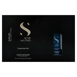 Alfaparf Milano Semi Di Lino Sublime Essential Hair Oil Treatment - Hydrating Hair Oil to Protect & Smooth Ends - With Flaxseed Extract + Omega 3 - Silky Hair Products (12 Vials x 13 ml / 0.44 oz/ea)