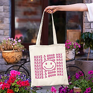 Kimoli Canvas Aesthetic Tote Bag for Women Beach Bag Shopping Bags School Shoulder Bag Reusable Grocery Bags