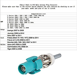 onelinkmore Car Antenna Universal Vehicle Radio Stereo AM & FM Antenna Connector Cable Fakra Z Male Female to DIN Plug Connector Cable for Car Stereo Audio HD Radio Head Unit CD Media Player Receiver