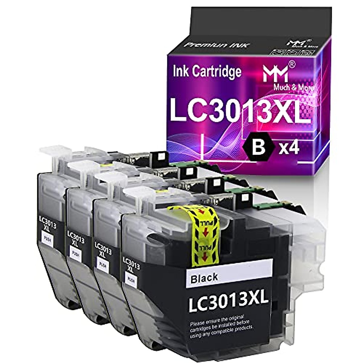 MM MUCH & MORE Compatible Ink Cartridge Replacement for Brother LC-3013 LC3013 Used with MFC-J487DW MFC-J491DW MFC-J497DW MFC-J690DW MFC-J895DW Printers (4 Black)