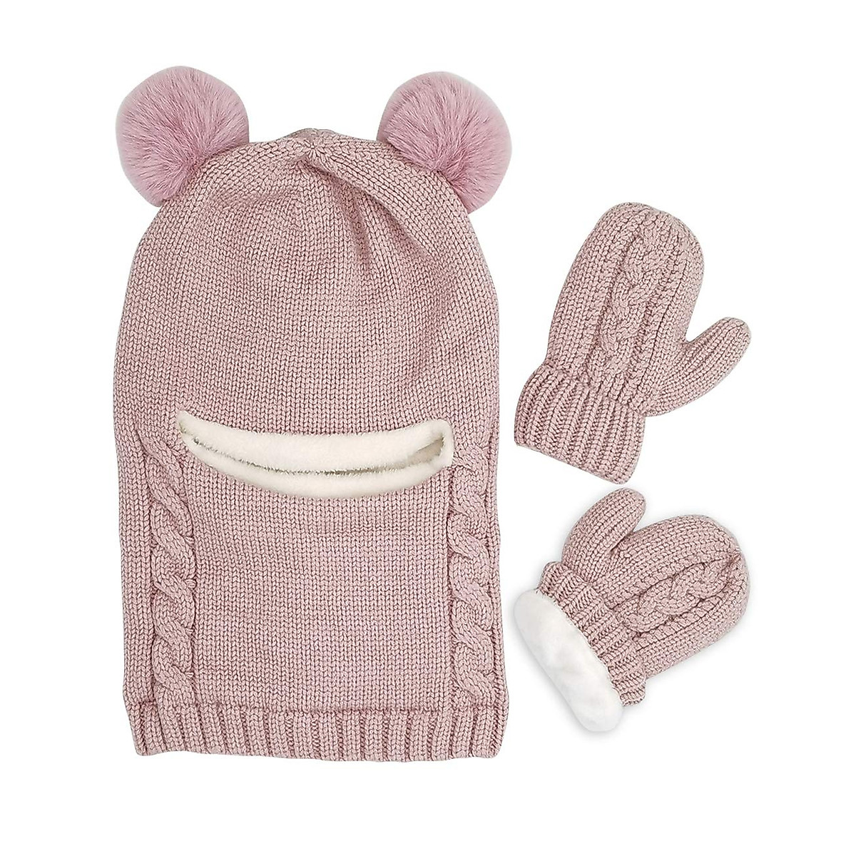 Baby Winter Hat Scarf Mitten Set, Unisex Infant Toddler Kids Hat Scarf (Pink-B, 2-5 Years)