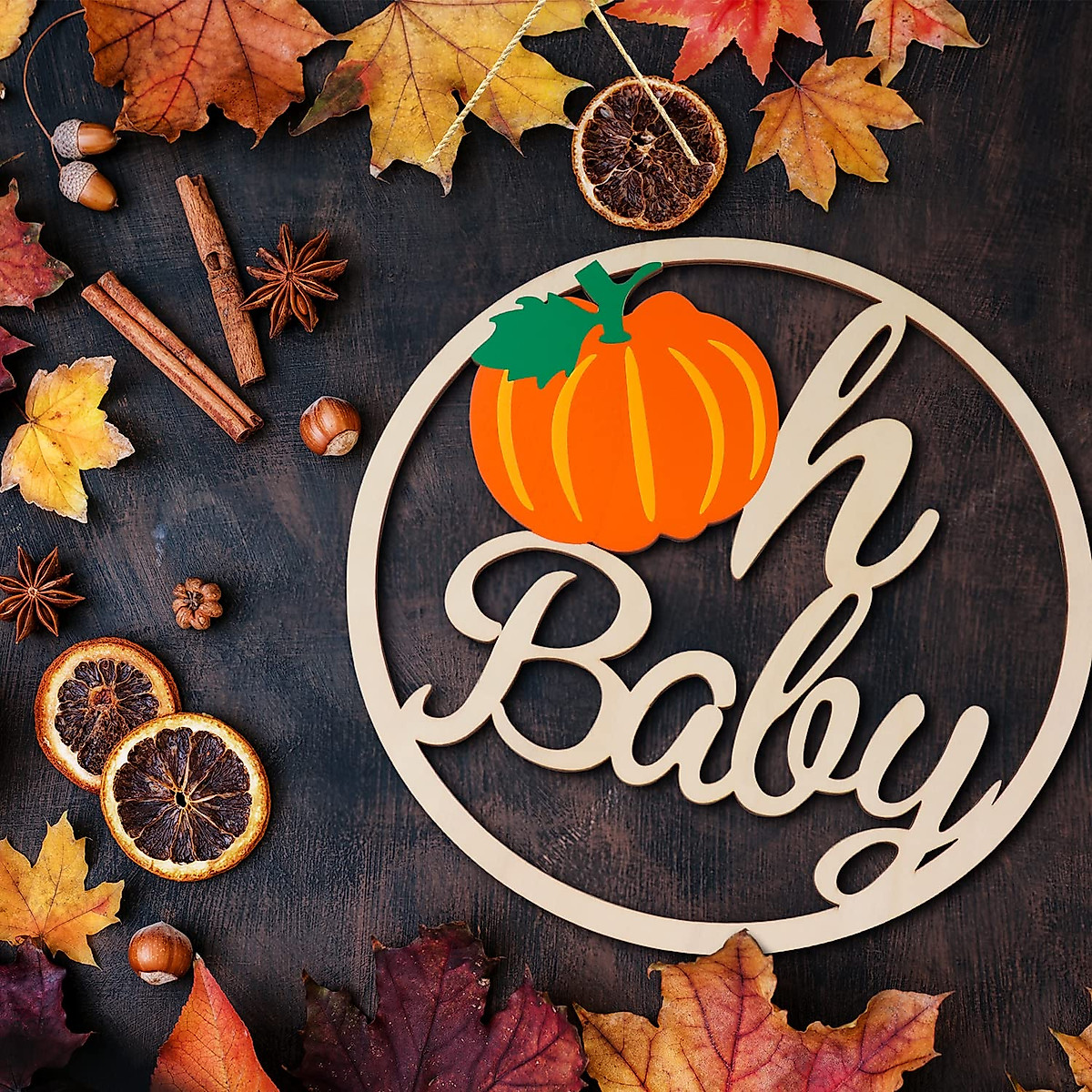 Little Pumpkin Baby Shower Decorations, Oh Baby Pumpkin Wooden Sign for Fall Theme Baby Shower Party Supplies
