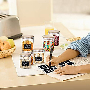 Yibaodan Glass Jars Set 9OZ, 12 Set Glass Spice Jars with Bamboo Airtight Lids and Labels, Food Cereal Storage Large Spice Containers for Home Kitchen Tea Herbs Coffee Flour Herbs Grains