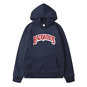 FEIRUIJI Backwoods Hoodie Printing Letter Backwoods Outfit Pullover Hooded Sweater for Men Women Black