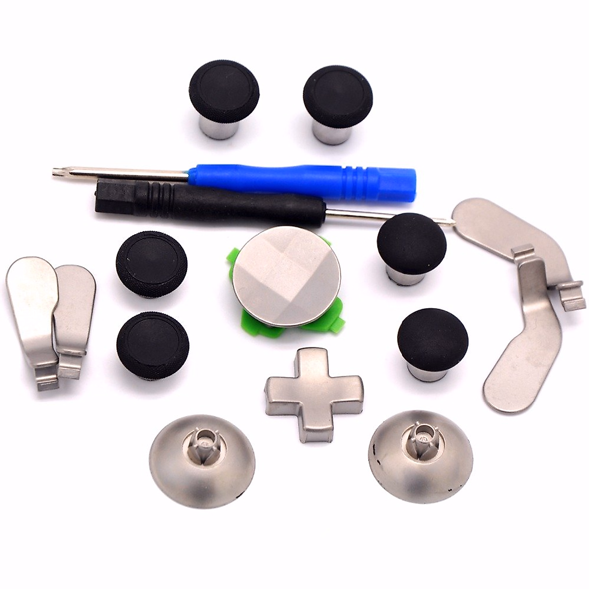 CtrlDepot 15-in-1 Replacement Parts for Xbox one Elite Controller Parts for Xbox one Accessories Swap Thumbsticks + 4 Paddles + 2 D-Pads Elite Controller [Black]