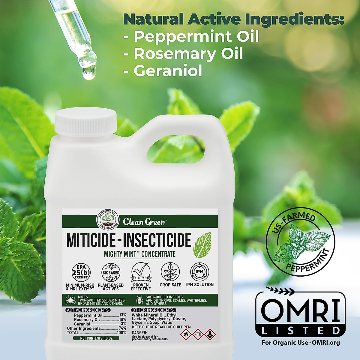Clean Green Miticide - Effective 16oz Organic Insecticide