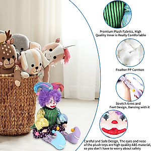 GARUNK 37.4" Plush Clown Doll - Baby Girl Birthday Gift - Cute Stuffed Toy with Retractable Arms & Legs, Purple